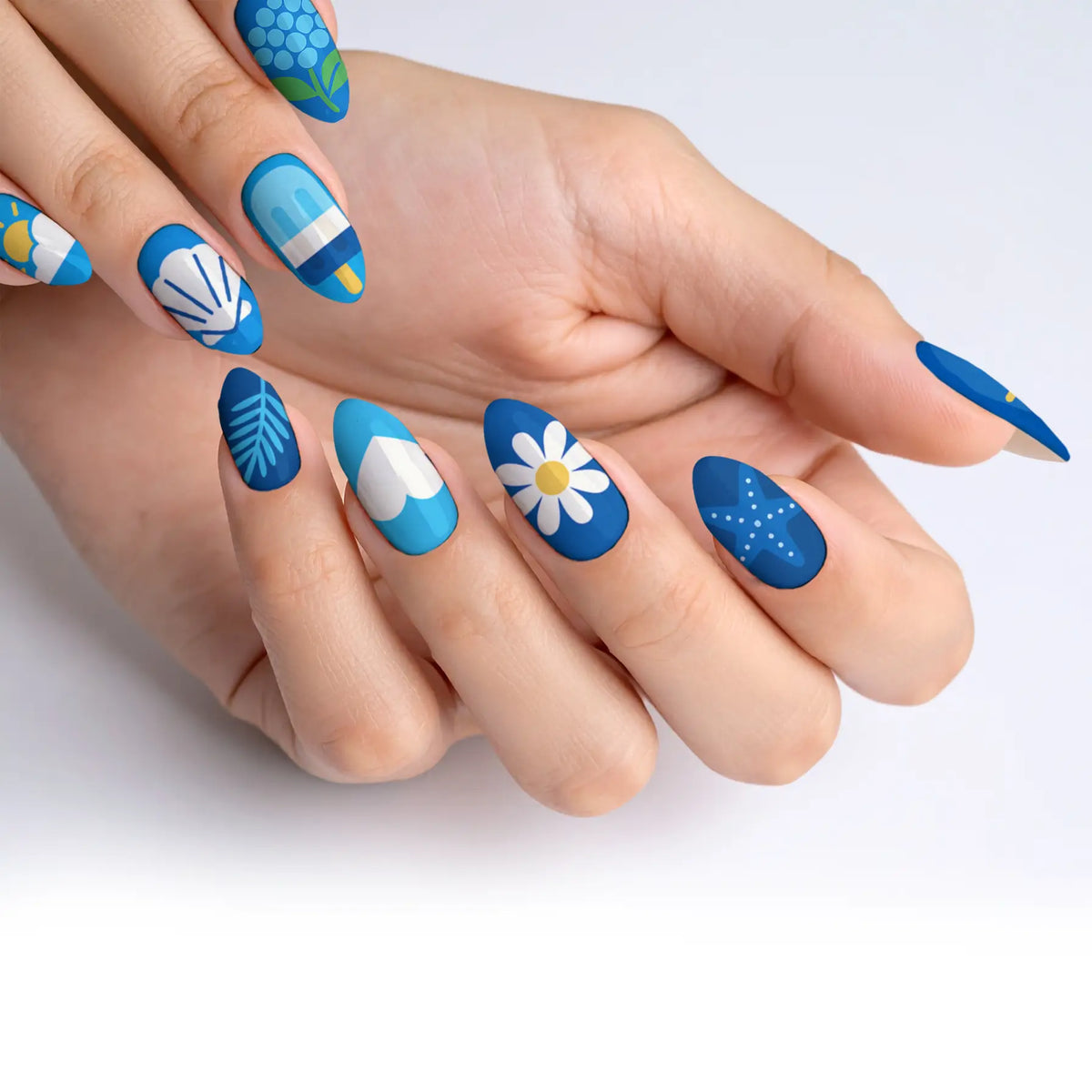 Splash Blue Summer Press-On Nails – FYNE Body Australia